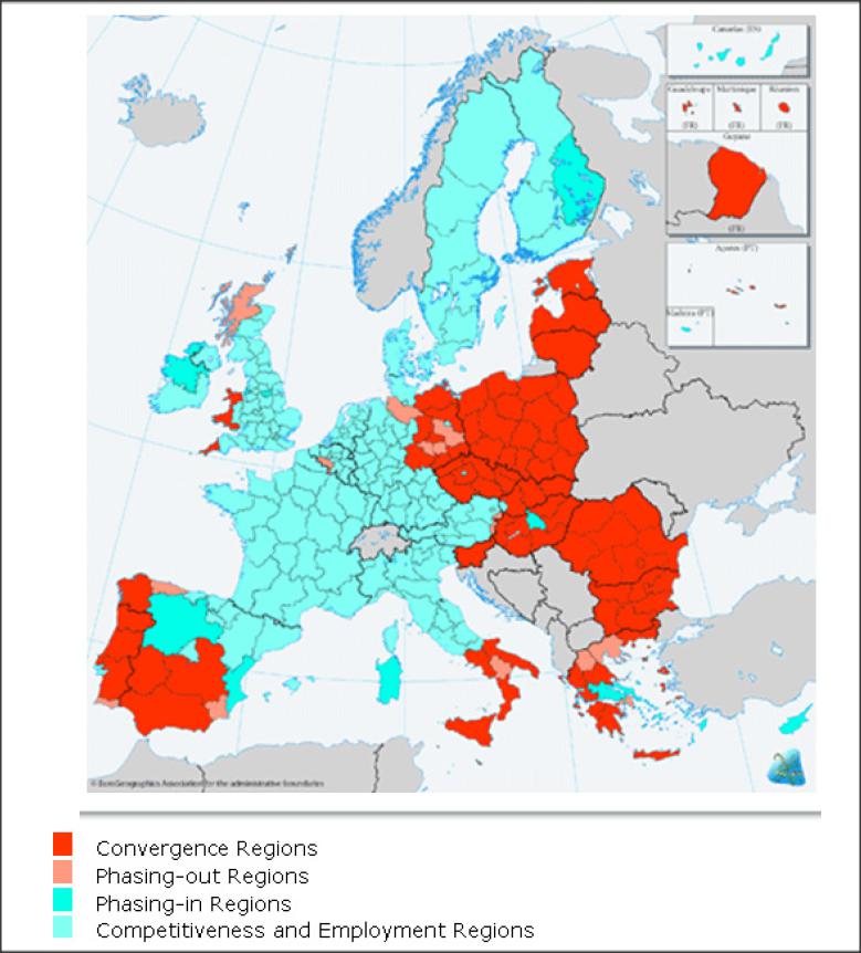 EU regions and corresponding Cohesion policy objectives, 2007-13 (at ...
