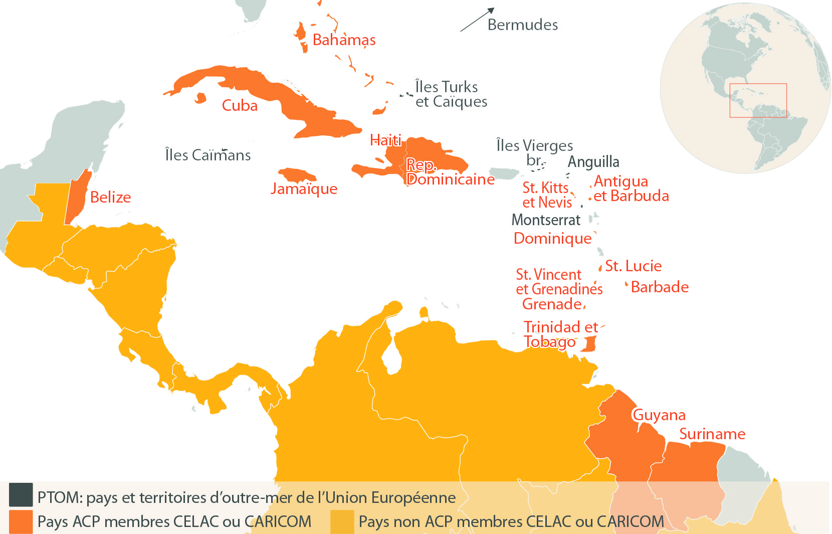 Les membres CARICOM ou CELAC ne sont pas tous membres du groupe ACP ...