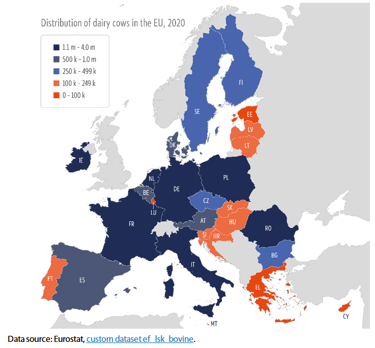 Distribution of dairy cows in the EU in 2020 | Epthinktank | European ...